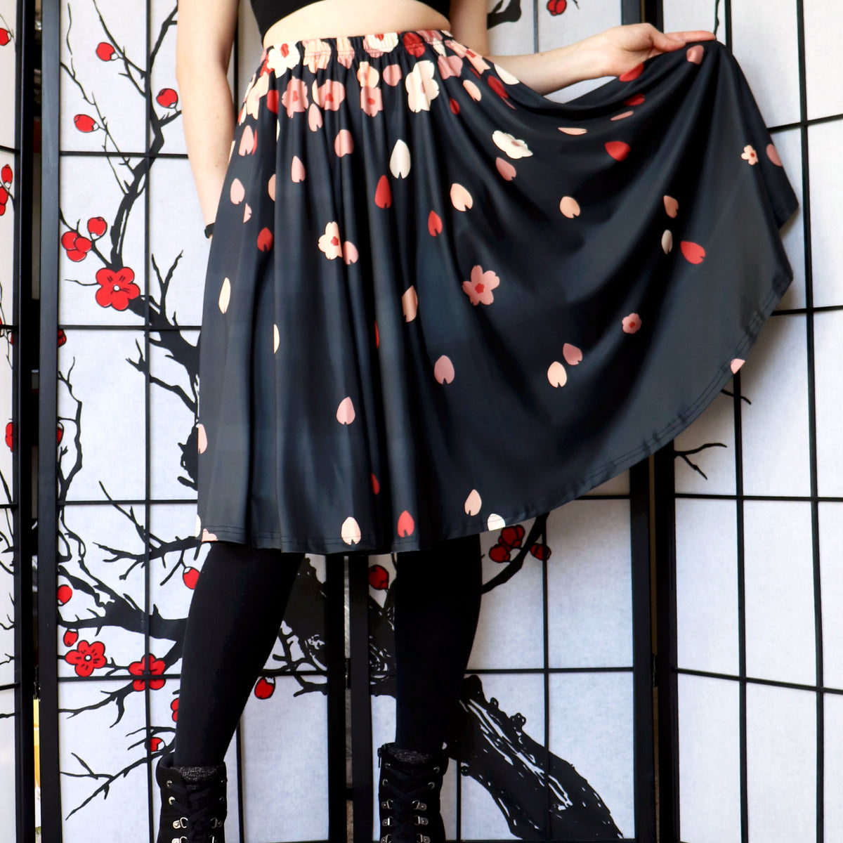 Hanami Night Midi Skirt With Pockets – Witch Vamp